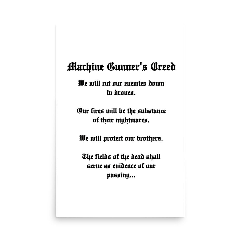 Machine Gunner's Creed Poster – Goons Up